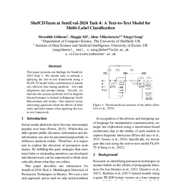 Shefcdteam At Semeval 2024 Task 4 A Text To Text Model For Multi Label Classification Acl