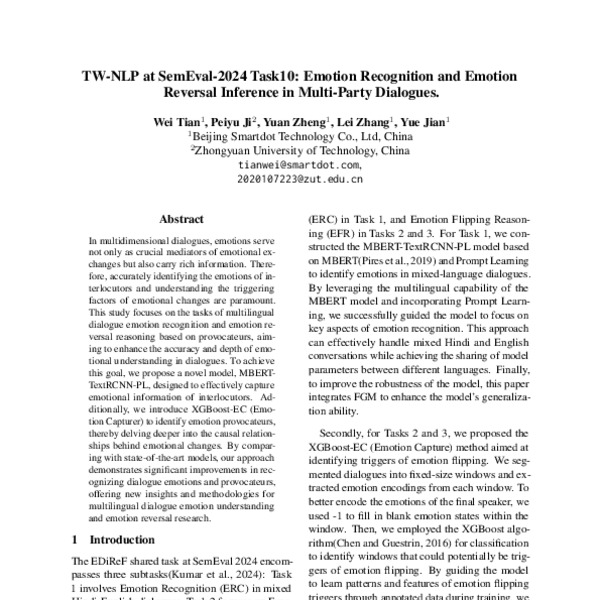 TW-NLP at SemEval-2024 Task10: Emotion Recognition and Emotion Reversal Inference in Multi-Party ...