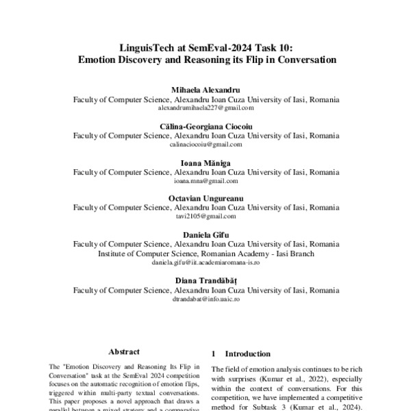 LinguisTech at SemEval-2024 Task 10: Emotion Discovery and Reasoning its Flip in Conversation ...