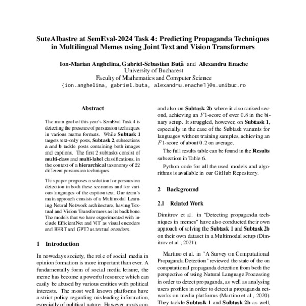 SuteAlbastre at SemEval-2024 Task 4: Predicting Propaganda Techniques ...