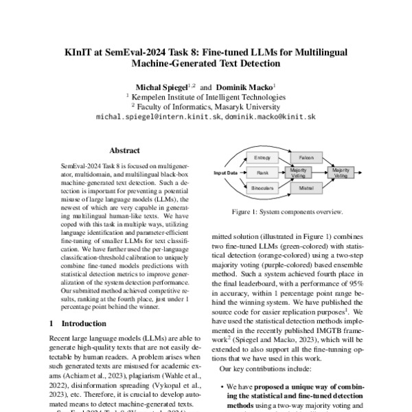 Kinit At Semeval 2024 Task 8 Fine Tuned Llms For Multilingual Machine Generated Text Detection