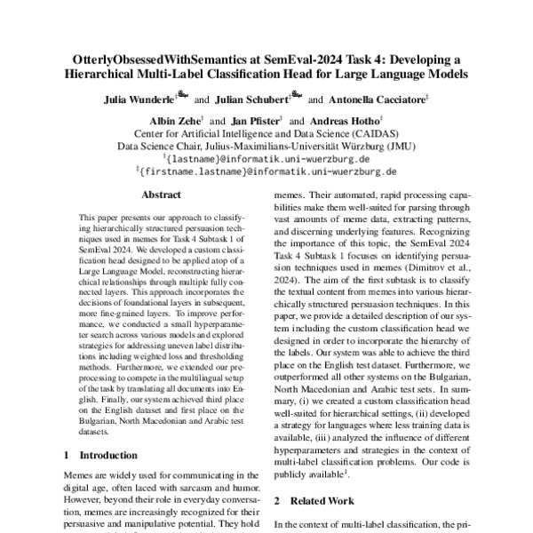 OtterlyObsessedWithSemantics at SemEval-2024 Task 4: Developing a Hierarchical Multi-Label ...