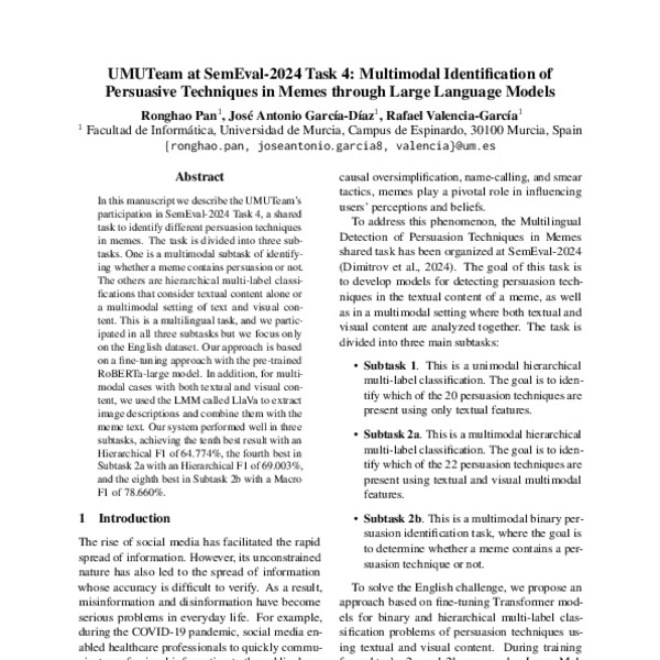 UMUTeam at SemEval-2024 Task 4: Multimodal Identification of Persuasive Techniques in Memes ...