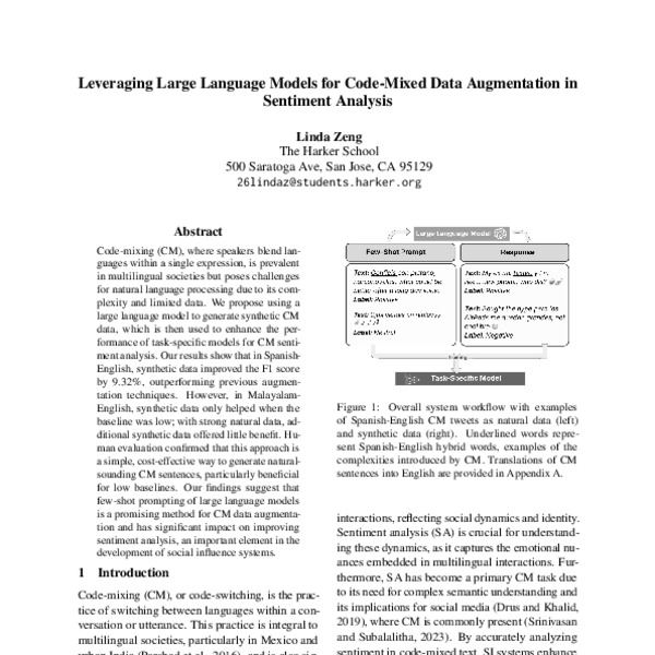 Leveraging Large Language Models For Code Mixed Data Augmentation In Sentiment Analysis Acl