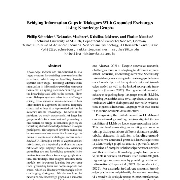 Bridging Information Gaps in Dialogues with Grounded Exchanges Using Knowledge Graphs - ACL ...