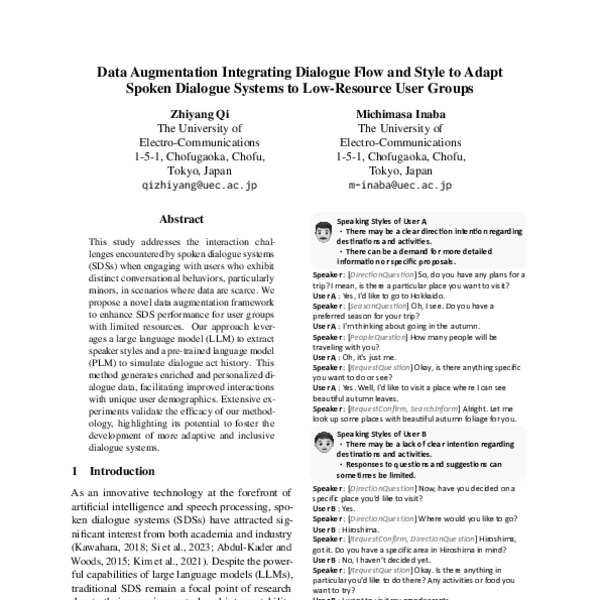 Data Augmentation Integrating Dialogue Flow and Style to Adapt Spoken Dialogue Systems to Low ...