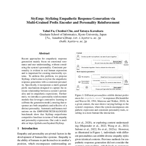 StyEmp: Stylizing Empathetic Response Generation via Multi-Grained Prefix Encoder and ...