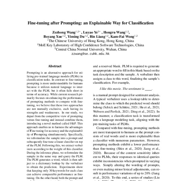 Fine Tuning After Prompting An Explainable Way For Classification