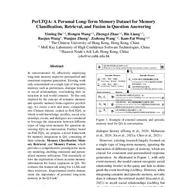 PerLTQA: A Personal Long-Term Memory Dataset for Memory Classification ...