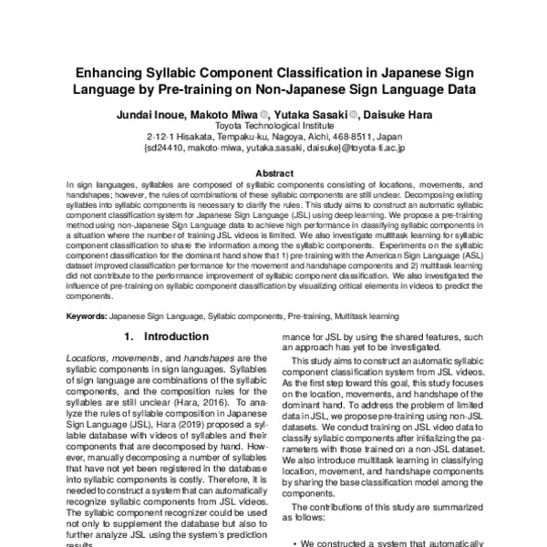 Enhancing Syllabic Component Classification in Japanese Sign Language ...
