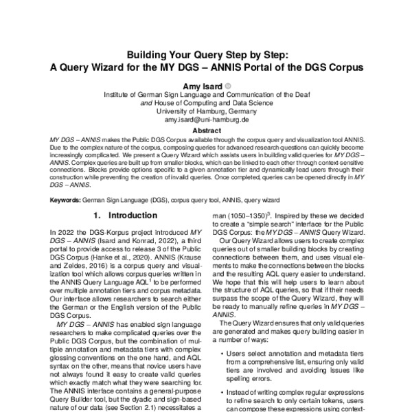 Building Your Query Step by Step: A Query Wizard for the MY DGS – ANNIS ...
