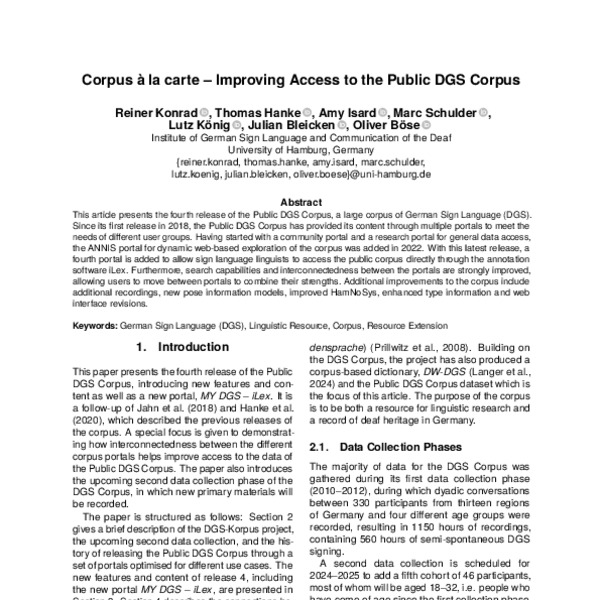 Corpus à la carte – Improving Access to the Public DGS Corpus - ACL ...