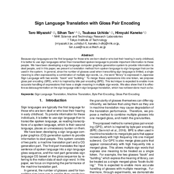 Sign Language Translation with Gloss Pair Encoding - ACL Anthology