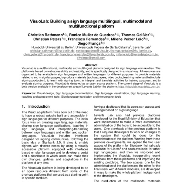 VisuoLab: Building a sign language multilingual, multimodal and ...