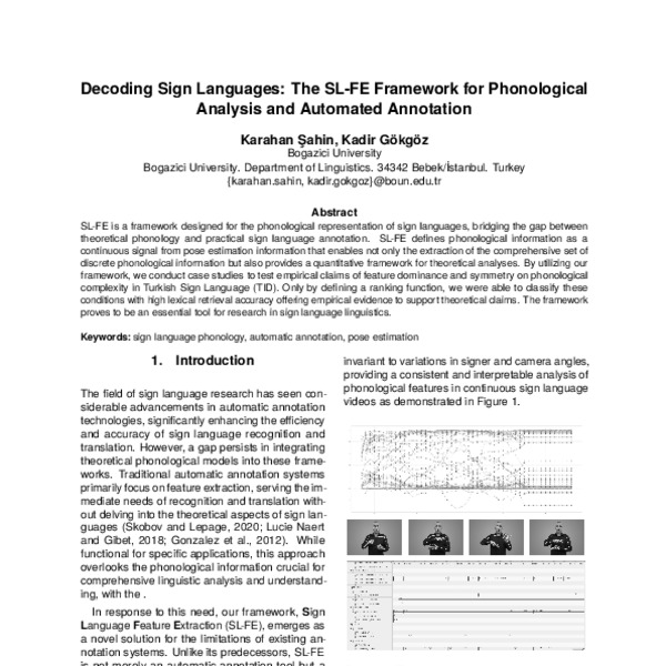 Decoding Sign Languages: The SL-FE Framework for Phonological Analysis and Automated Annotation ...