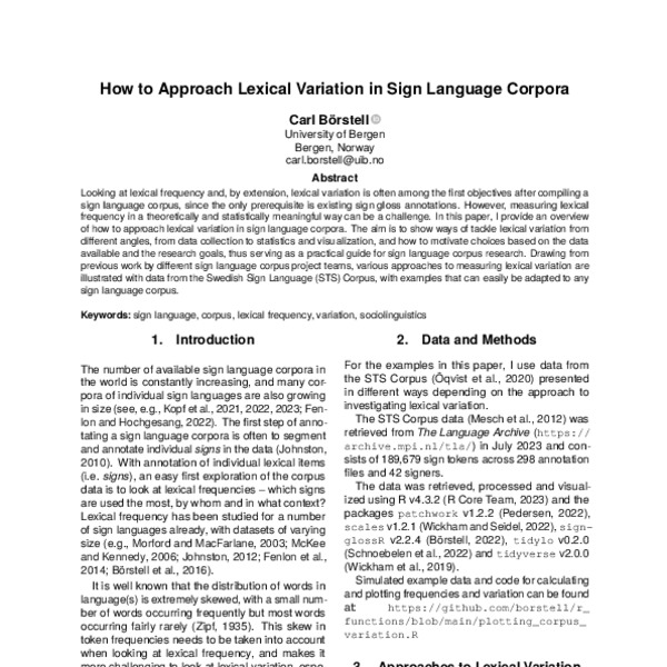 How to Approach Lexical Variation in Sign Language Corpora - ACL Anthology