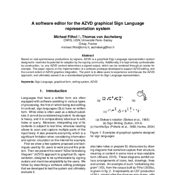 A software editor for the AZVD graphical Sign Language representation ...