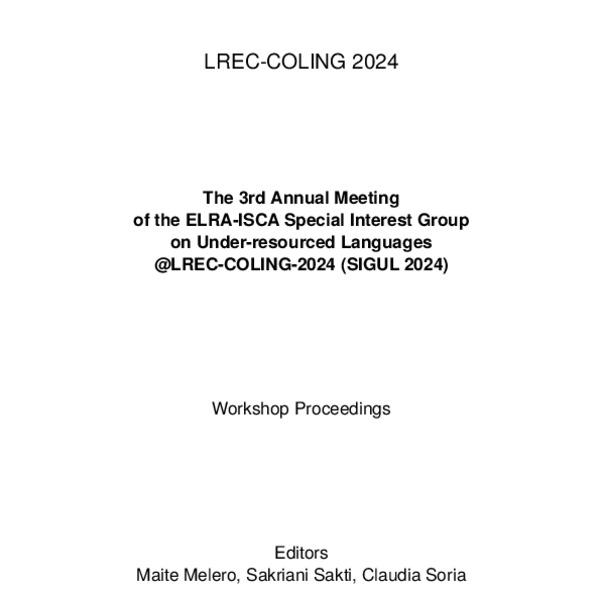 Proceedings of the 3rd Annual Meeting of the Special Interest Group on ...