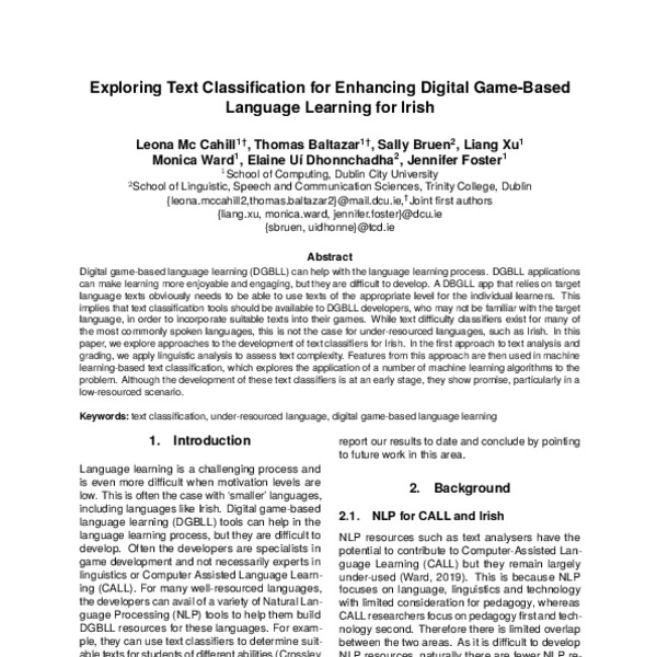 Exploring Text Classification for Enhancing Digital Game-Based Language ...