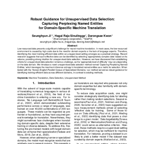 Robust Guidance for Unsupervised Data Selection: Capturing Perplexing Named Entities for Domain ...