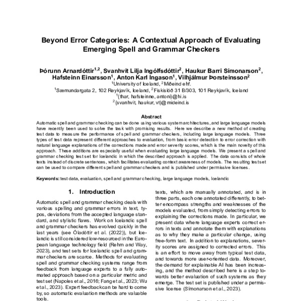Beyond Error Categories: A Contextual Approach of Evaluating Emerging ...