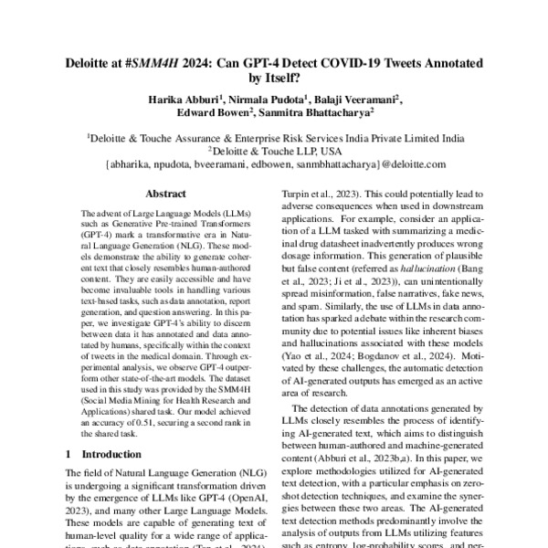 Deloitte at #SMM4H 2024: Can GPT-4 Detect COVID-19 Tweets Annotated by ...