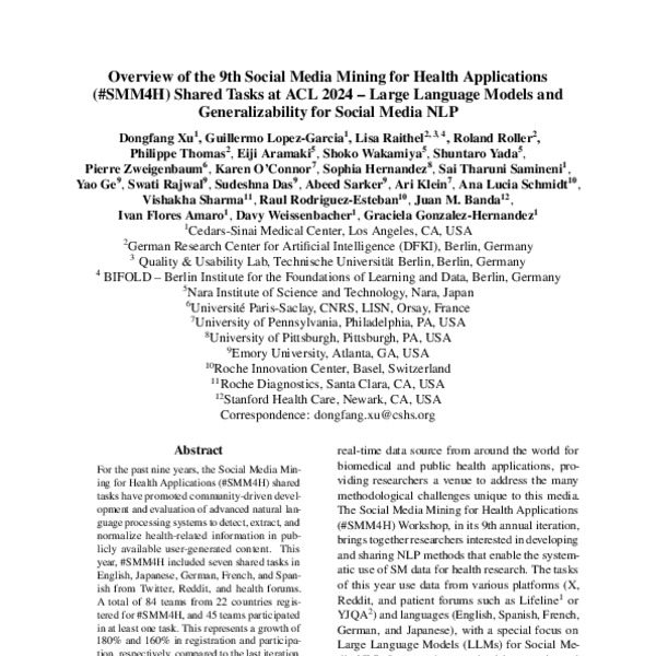 Overview of the 9th Social Media Mining for Health Applications (#SMM4H) Shared Tasks at ACL ...