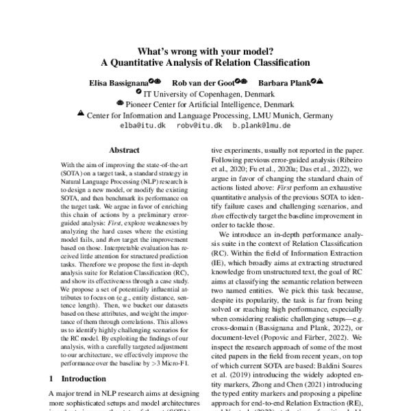 Whats Wrong With Your Model A Quantitative Analysis Of Relation Classification Acl Anthology