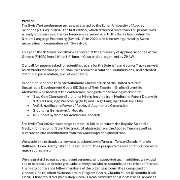 Proceedings of the 9th edition of the Swiss Text Analytics Conference ...