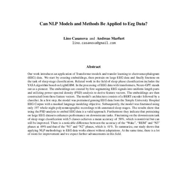 Can Nlp Models And Methods Be Applied To Eeg Data Acl Anthology