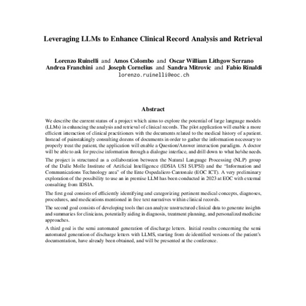 Leveraging LLMs to Enhance Clinical Record Analysis and Retrieval - ACL ...