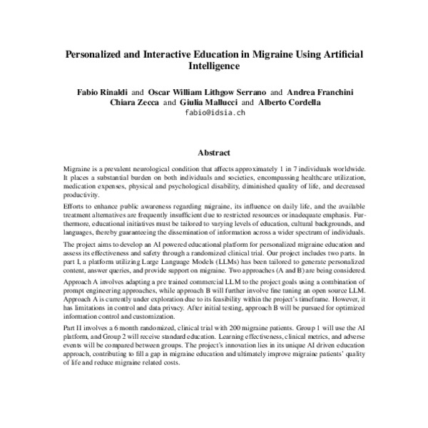 Personalized and Interactive Education in Migraine using Artificial ...