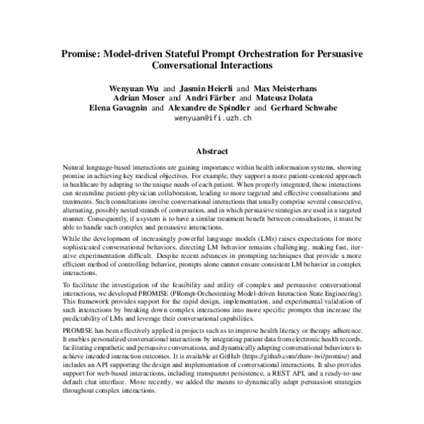 PROMISE: Model-Driven Stateful Prompt Orchestration for Persuasive ...