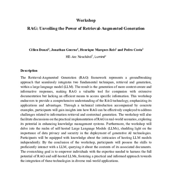 RAG: Unveiling the Power of Retrieval-Augmented Generation - ACL Anthology