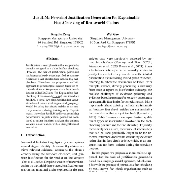 JustiLM: Few-shot Justification Generation for Explainable Fact ...