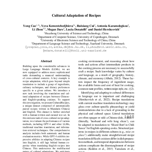 Cultural Adaptation of Recipes - ACL Anthology