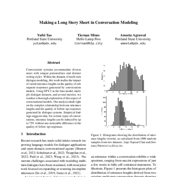 Making a Long Story Short in Conversation Modeling - ACL Anthology