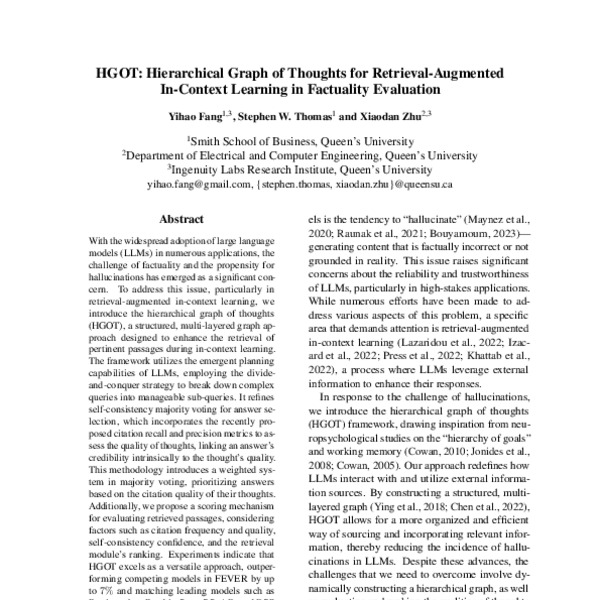HGOT: Hierarchical Graph of Thoughts for Retrieval-Augmented In-Context Learning in Factuality ...