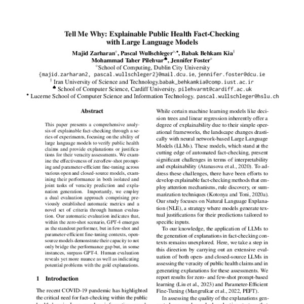 Tell Me Why: Explainable Public Health Fact-Checking with Large Language Models - ACL Anthology