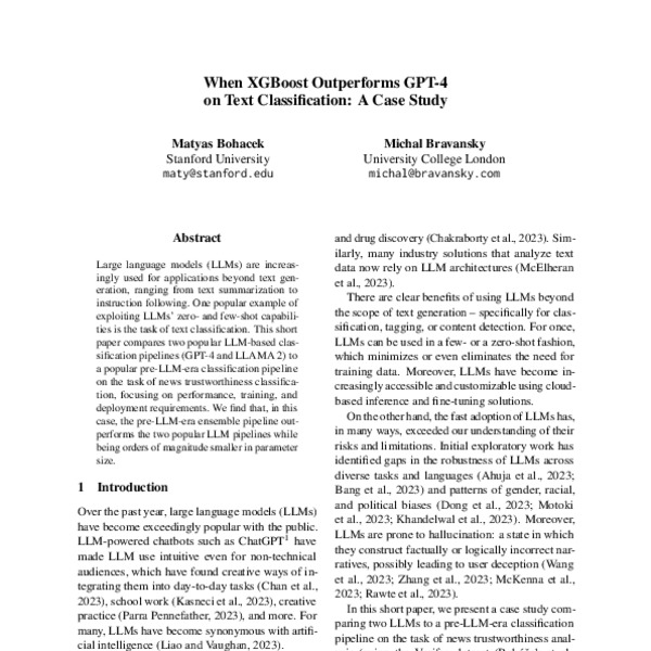 When XGBoost Outperforms GPT-4 on Text Classification: A Case Study ...