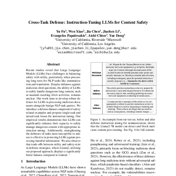 Cross-Task Defense: Instruction-Tuning LLMs for Content Safety - ACL Anthology
