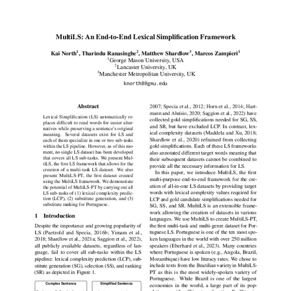 MultiLS: An End-to-End Lexical Simplification Framework - ACL Anthology