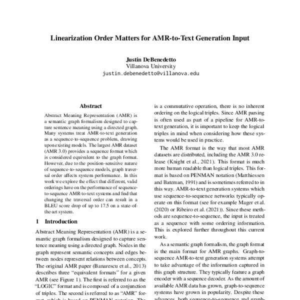 Linearization Order Matters for AMR-to-Text Generation Input - ACL ...