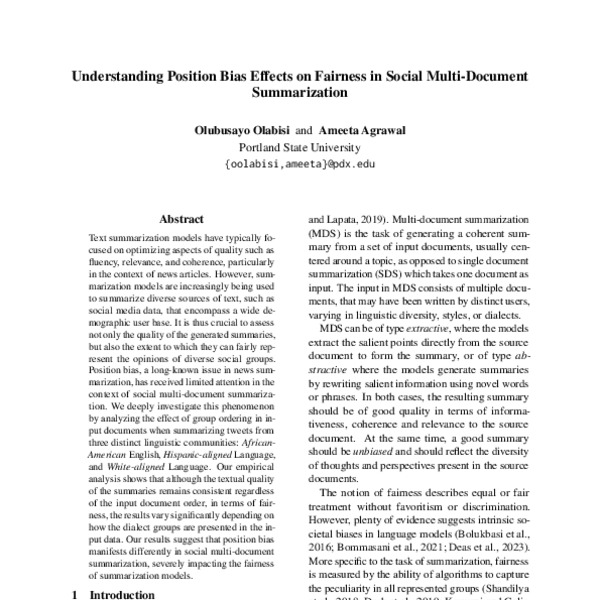 Understanding Position Bias Effects on Fairness in Social Multi-Document Summarization - ACL ...