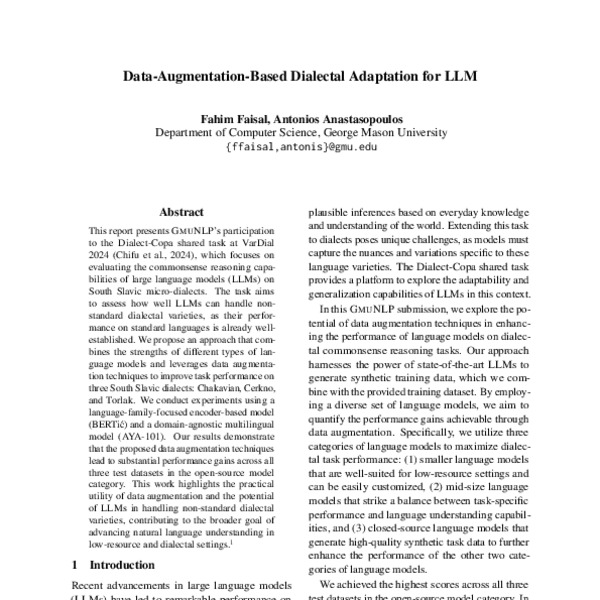 Data-Augmentation-Based Dialectal Adaptation for LLMs - ACL Anthology