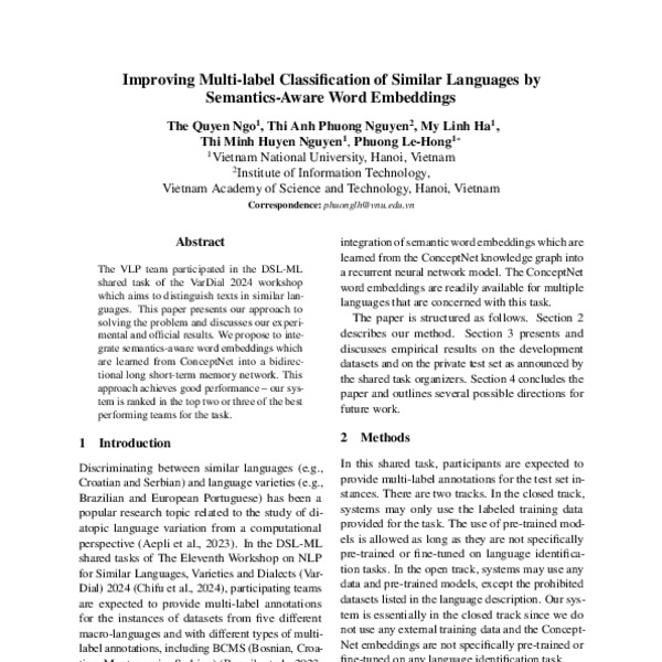 Improving Multi Label Classification Of Similar Languages By Semantics