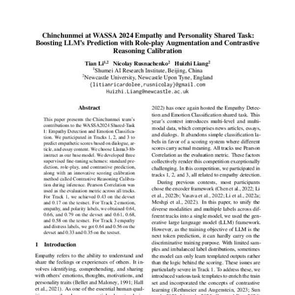 Chinchunmei at WASSA 2024 Empathy and Personality Shared Task: Boosting ...