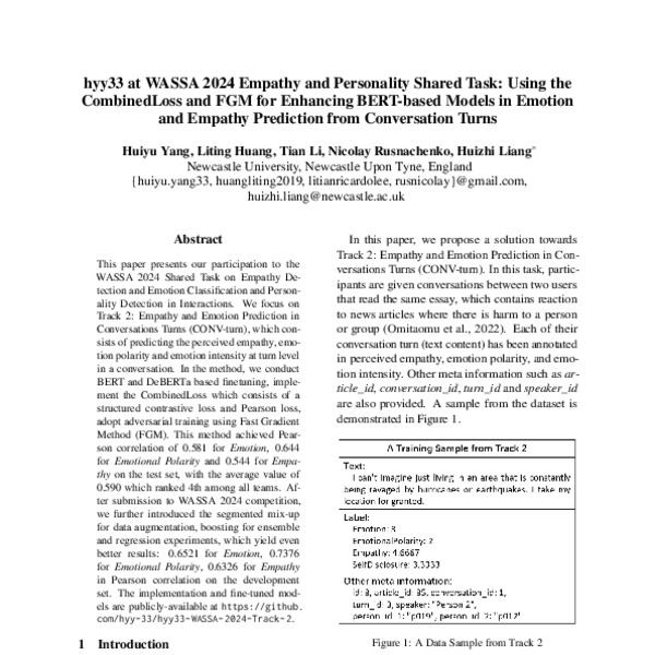 hyy33 at WASSA 2024 Empathy and Personality Shared Task: Using the ...