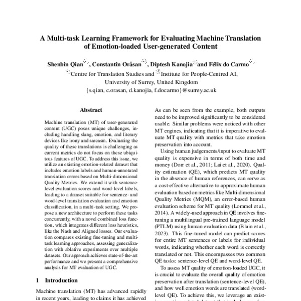 A Multi-task Learning Framework for Evaluating Machine Translation of ...
