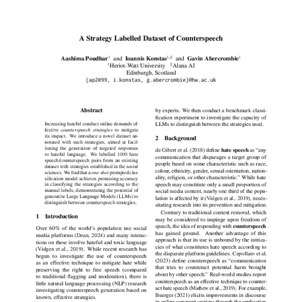 A Strategy Labelled Dataset of Counterspeech - ACL Anthology